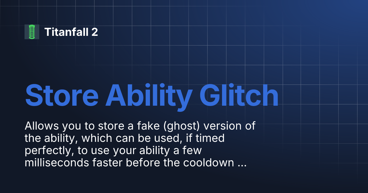 Store Ability Glitch | Titanfall 2